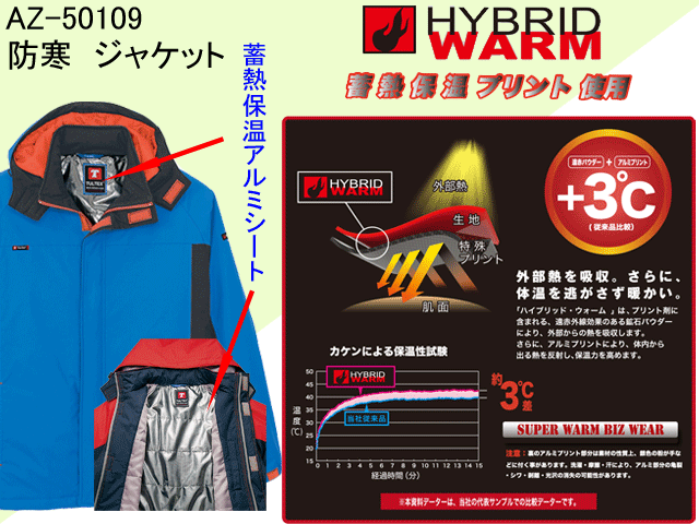 【アイトス】防寒ジャケット【AITOZ AZ-50109】裏アルミシート/サイズSS～5L